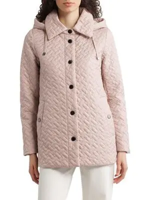 London Fog Water Resistant Quilted Jacket - Pink