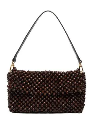 Staud Timmy Beaded Shoulder Bag - Dark Brown