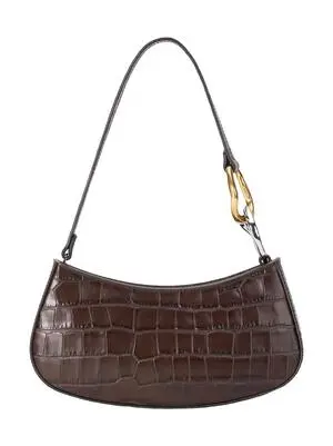 Staud Ollie Leather Shoulder Bag - Espresso Croco