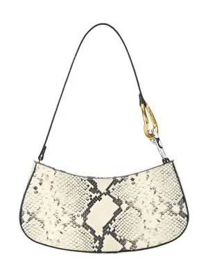 Staud Ollie Leather Shoulder Bag - White Snake