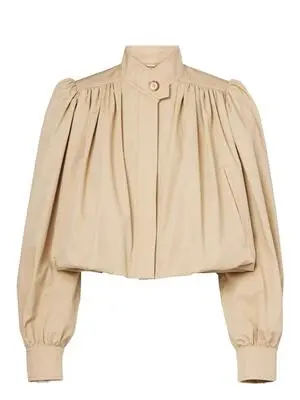 Chloé Chloé Gathered Cotton Gabardine Jacket Beige