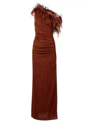 Oseree Lumière Plumage Maxi Dress - Brown