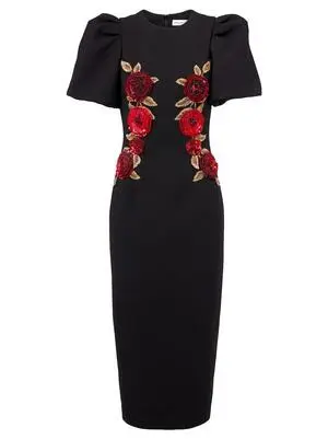 Rebecca Vallance Rosette Embellished Midi Dress - Black