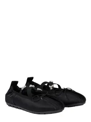 Simone Rocha Embellished Satin Ballet Flats - Black