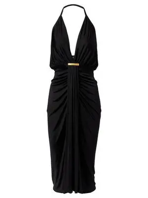 TOM FORD Draped Jersey Cocktail Dress - Black