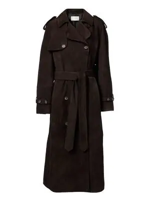 Magda Butrym Double-breasted Suede Trench Coat - Brown