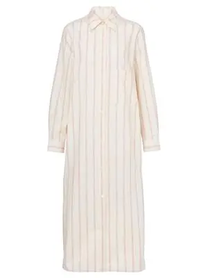TOTEME Striped Cotton And Silk Shirt Dress - White