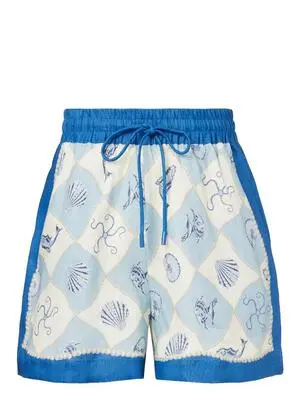 ALEMAIS Alémais Pia Printed High-rise Shorts - Blue