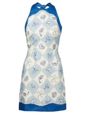 ALEMAIS Alémais Pia Printed Linen Minidress - Blue