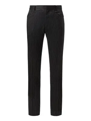TOM FORD Dylan Striped Wool And Silk Suit Pants - Black