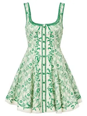 ALEMAIS Alémais Olive Printed Mini Dress - Green