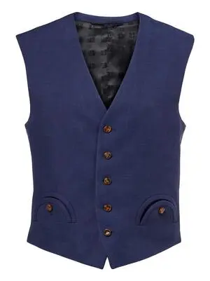 BLAZÉ MILANO Feral Linen And Silk Vest - Blue