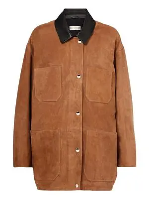 Nour Hammour Barn Leather-trimmed Suede Jacket - Brown