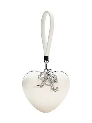 SELF-PORTRAIT Satin Heart Clutch - Cream