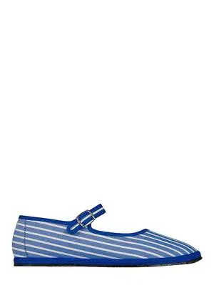 VIBI VENEZIA Classic Cotton Mary Jane Flats - Blue Stripes