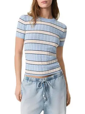 Rag & Bone Eloise Striped Crewneck Top - Light Blue Multi