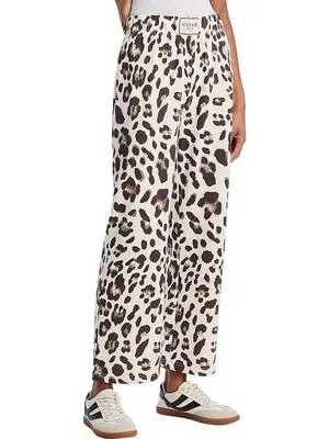 VINTAGE HAVANA Faux Suede Terry Animal Print Pants