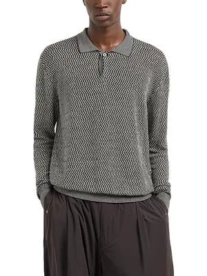 Emporio Armani Linen Blend Polo Sweater - Black