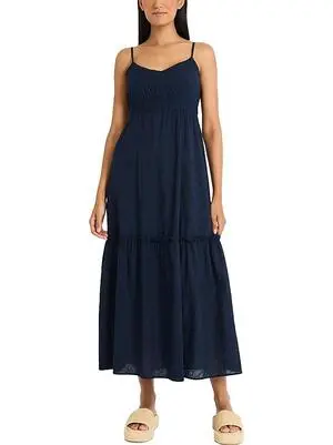 THE GOOD JOURNEY Ripple Eyelet Tank Dress - Navy Blazer