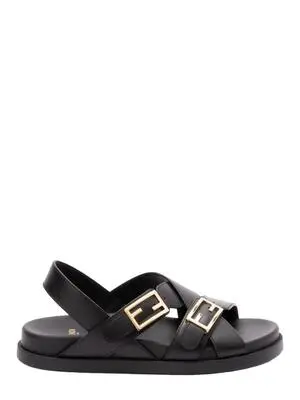 Fendi Fendi Feel Triple-Band Cross-Over Sandals Black