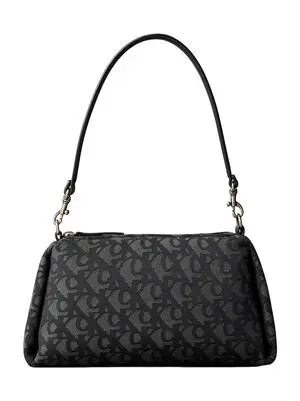 Calvin Klein Pleat Monogram Logo Shoulder Bag - Black Aop