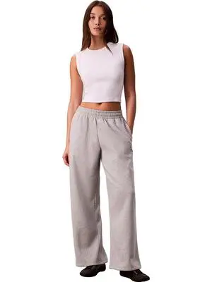 Calvin Klein Fleece Wide Leg Sweatpants - Heroic Grey Heather