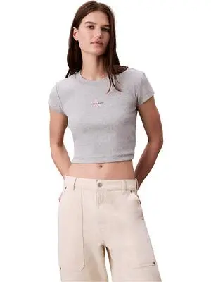 Calvin Klein Monologo Baby Tee - Grey Heather