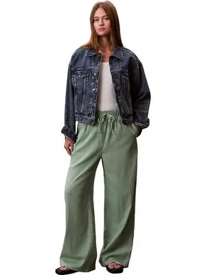 Calvin Klein Calvin Klein Linen Cotton Pull-On Pants Basil