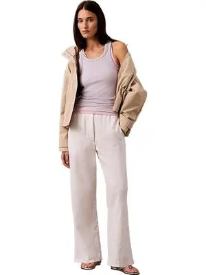 Calvin Klein Calvin Klein Linen Cotton Pull-On Pants Brilliant White