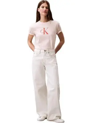 Calvin Klein Monologo Graphic T-Shirt Silver Peony
