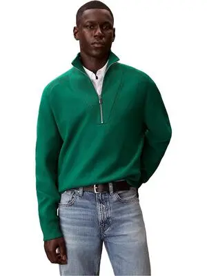 Calvin Klein Quarter Zip Tech Knit Sweater - Deco Green