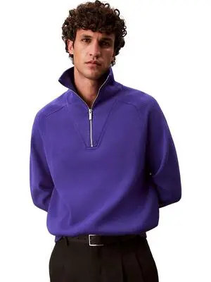 Calvin Klein Quarter Zip Tech Knit Sweater - Purple Craze