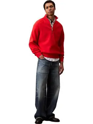 Calvin Klein Quarter Zip Tech Knit Sweater Red Alert