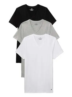 Calvin Klein Cotton Classics 3-pack Classic Fit V-neck T-shirt - Grey Heather / Black / White