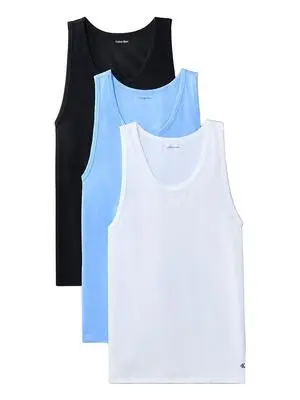 Calvin Klein Cotton Stretch Blend 3-pack Tank Top - Black/blue Descent/white