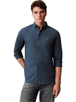 Calvin Klein Solid Oxford Classic Button-down Shirt - Navy Teal