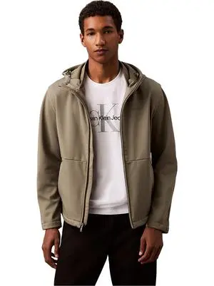 Calvin Klein Lined Soft Shell Hooded Jacket - Dusty Olive