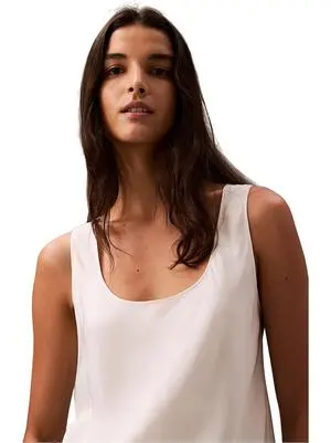 Calvin Klein Viscose Twill Tank Top Vanilla Ice