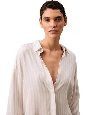 Calvin Klein Calvin Klein Relaxed Viscose Button-Down Shirt Subway Stripe