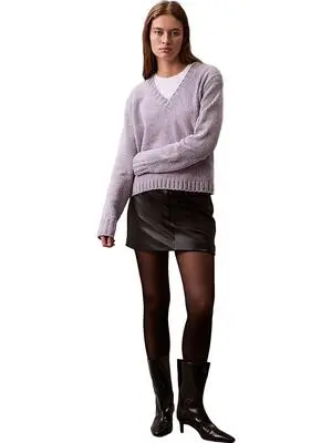 Calvin Klein Chenille V-neck Sweater - Lilac