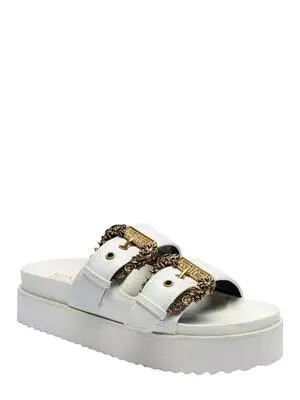 Versace Arizona Platform Slide Sandals - White