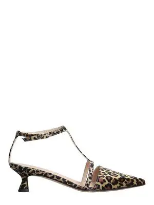ANNA F. 55mm Leopard Print Pumps - Brown