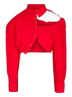 JACQUEMUS JACQUEMUS Cropped Cutout Taffeta Shirt