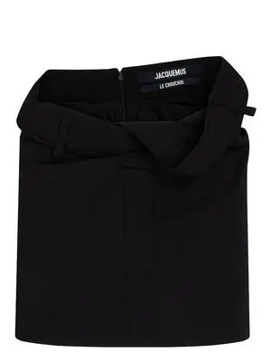 Jacquemus Bahia Draped Mini Skirt - Black