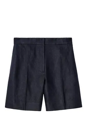 Cos Tailored Elasticated Linen Shorts - Navy