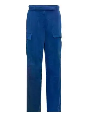 FERRAGAMO Lyocell Straight-leg Trousers - Blue