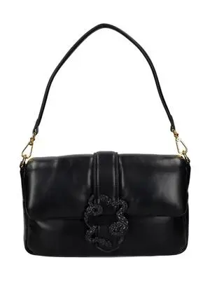 Just Cavalli Snake Buckle Shoulder Bag - Black