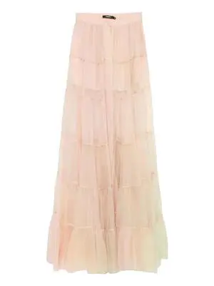 Amen Silk Chiffon Maxi Skirt - Pink