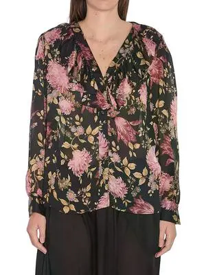 Chloé Ruffled Floral Blouse - Black