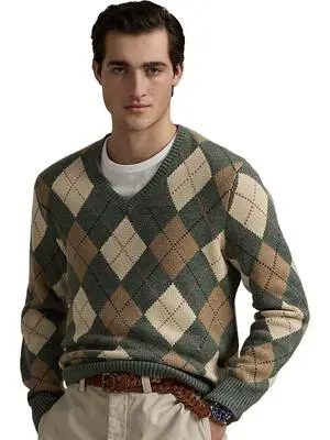 Ralph Lauren Argyle Cotton-wool Sweater - Green Combo